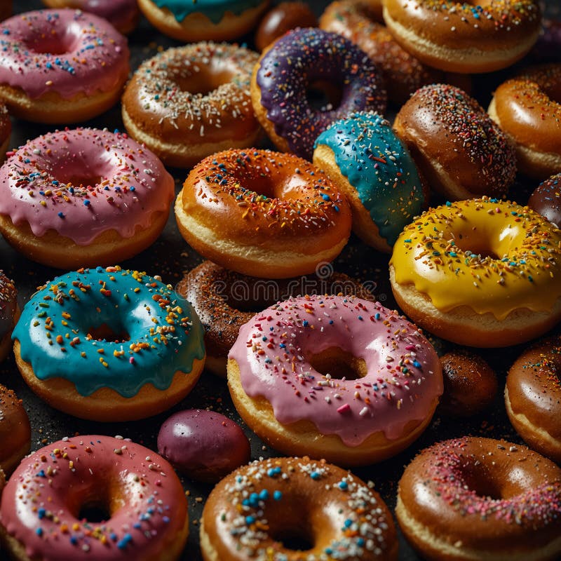 Various Donuts with Different Flavors and Colors. Stock Illustration ...