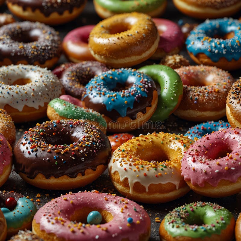 Various Donuts with Different Flavors and Colors. Stock Illustration ...