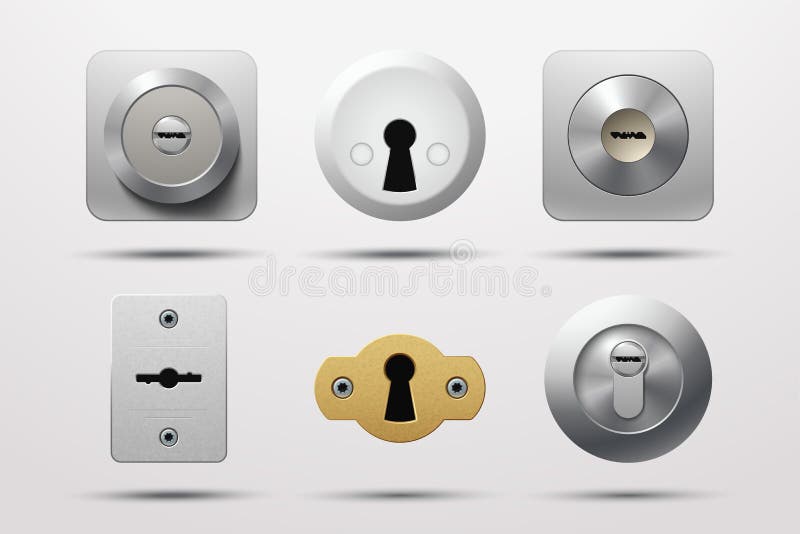 Various Door Locks in Set on White Stock Vector - Illustration of open ...