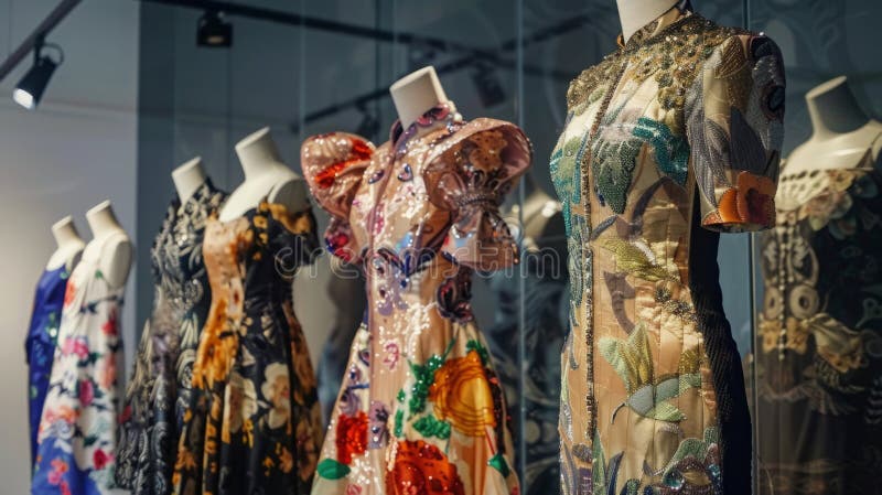 Display of Assorted Dresses in Store Stock Illustration - Illustration ...