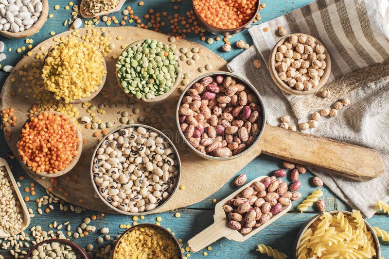 Various Dried Legumes High Angle View Stock Image - Image of background ...