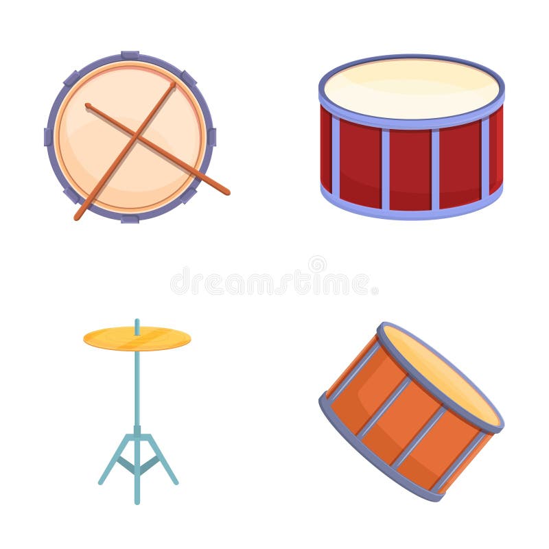 Various Drum Icons Set Cartoon Vector. Drum of Different Style and ...