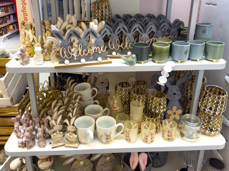 Various Easter Decorations on a Shelf in a Store Editorial Photography ...