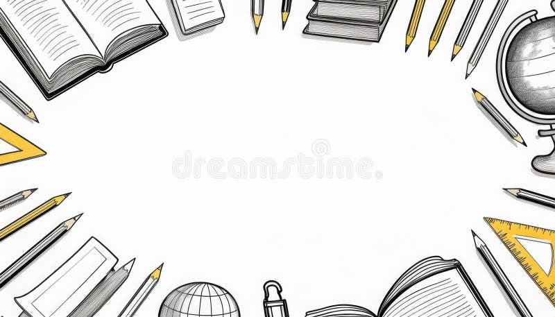 Educational Supplies Arranged Around a Blank Space for Creativity and ...