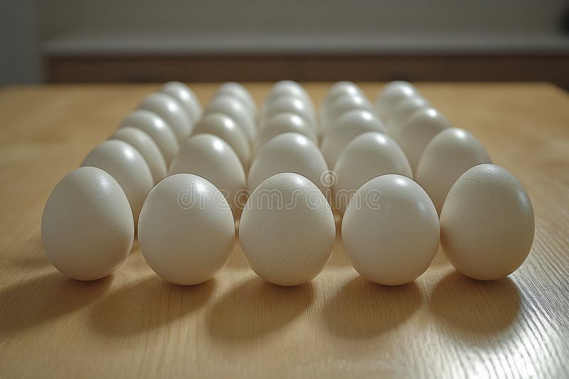 Unique Collection of Eggs Arranged on Wooden Surface Indoors at a Farm ...