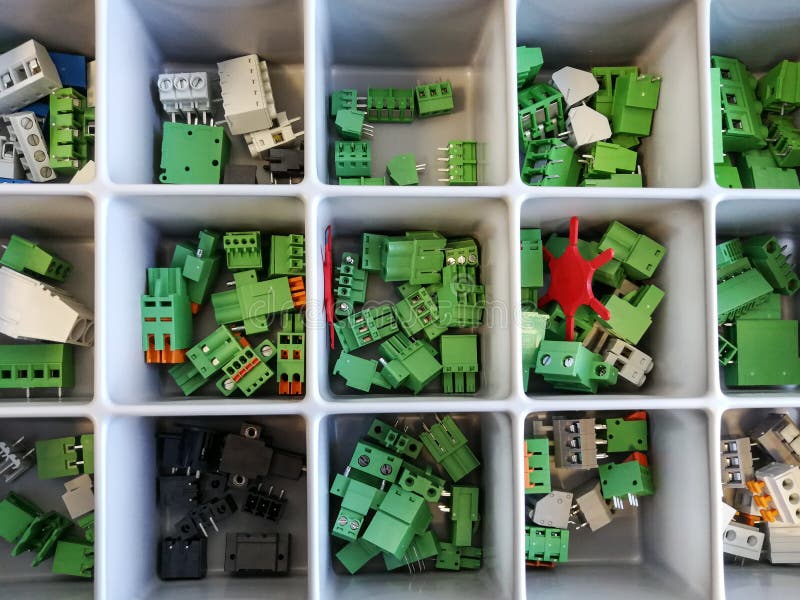 Various Electrical Connector in the Tray Stock Image - Image of ...