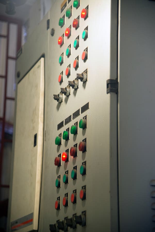 Various Electrical Controls on the Wall. Stock Image - Image of ...