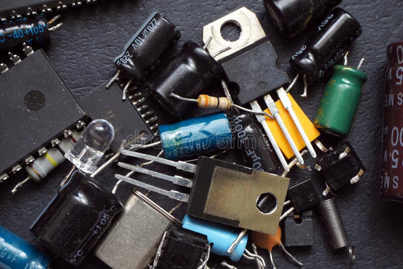 Various Electronic Circuit Components Stock Image - Image of diode ...