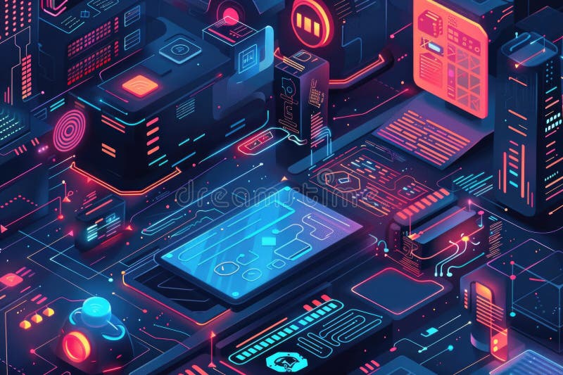 Various Electronic Devices Arranged on a Table. Suitable for Technology ...