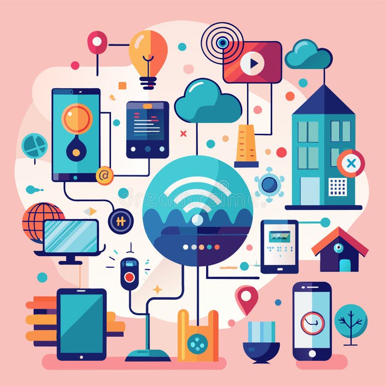 Various Electronic Devices Connected in a Network, Showcasing the ...