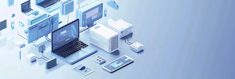 Various Electronic Devices Including Computers and Laptops Arranged on ...