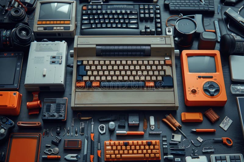 Various Electronic Devices are Scattered on the Table Stock Image ...