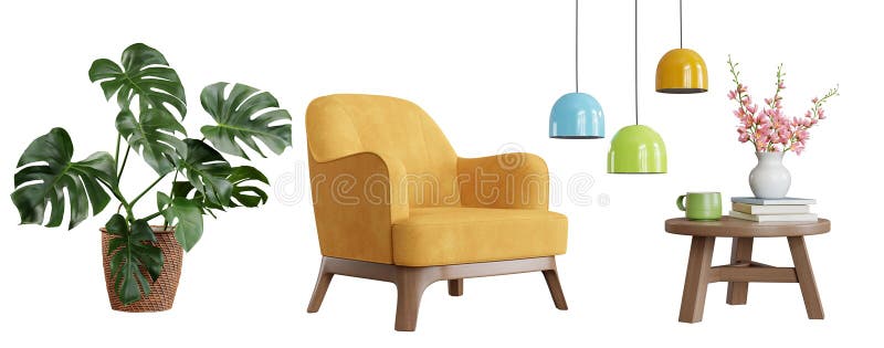 Various Elements for Use in Interior Design, Isolated on White ...