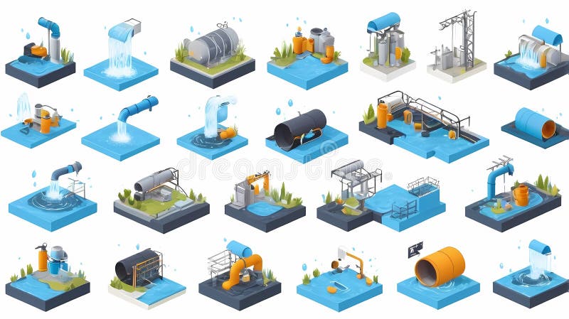 Various Elements of Water Infrastructure in Adobe Stock. Generative AI ...