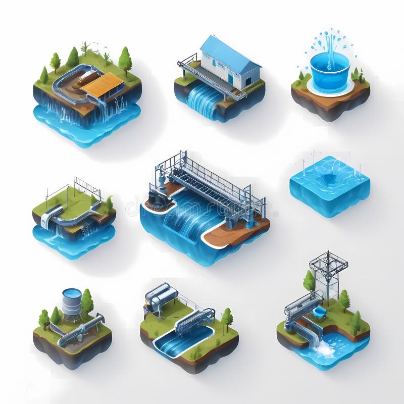 Various Elements of Water Infrastructure in Adobe Stock. Generative AI ...