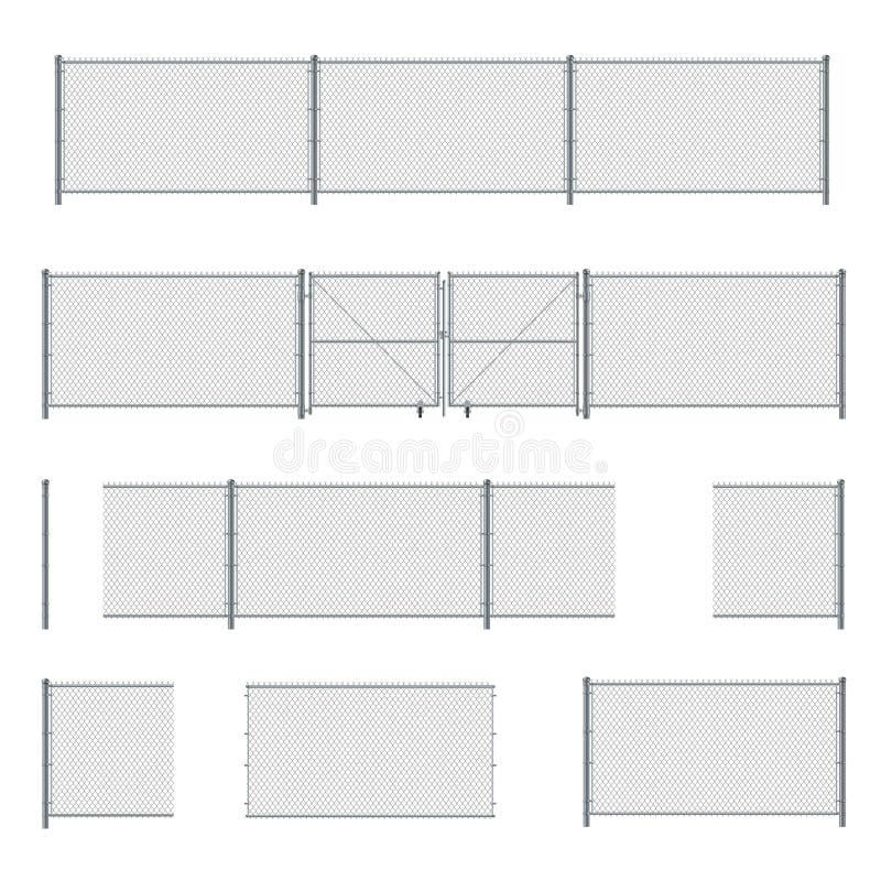 Various Elements of Wire Fence: Gate, Posts, Stainless Steel Mesh ...