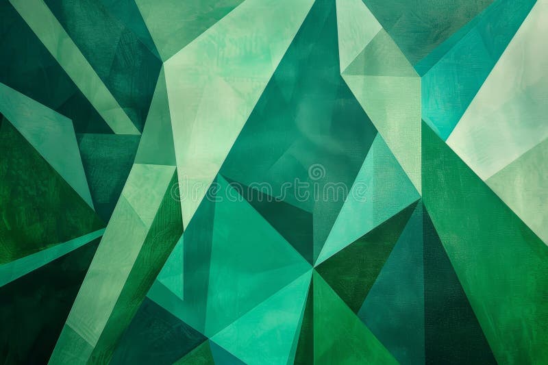 Various Emerald, Jade, and Mint Triangles Creating a Dynamic Geometric ...