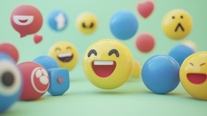 Colorful Emoji Characters Smiling and Expressing Emotions Scattered on ...