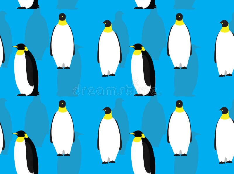Various Penguin Cartoon Blue Background Vector Illustration Stock ...