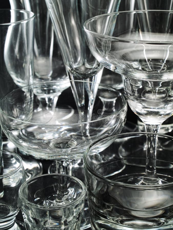 Various Empty Cocktail Glasses Stock Image - Image of drink, shot: 49421487