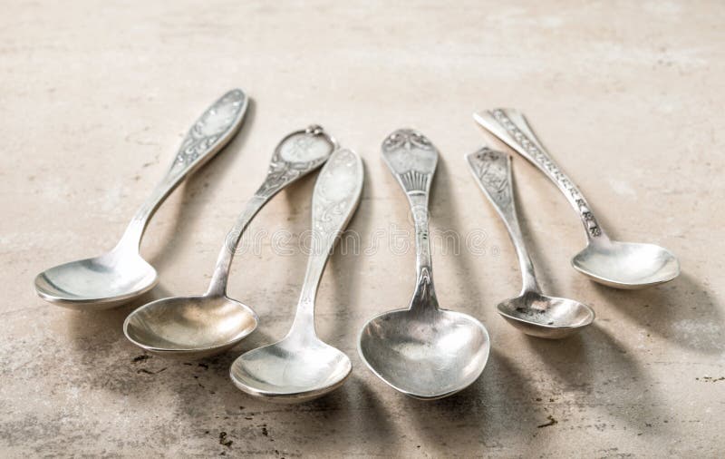 Various Empty Silver Spoons Stock Image - Image of service, food: 50871167