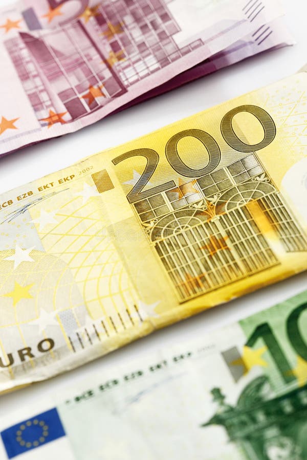 Various Euro Bank Notes in a Row Stock Photo - Image of close, gaining ...