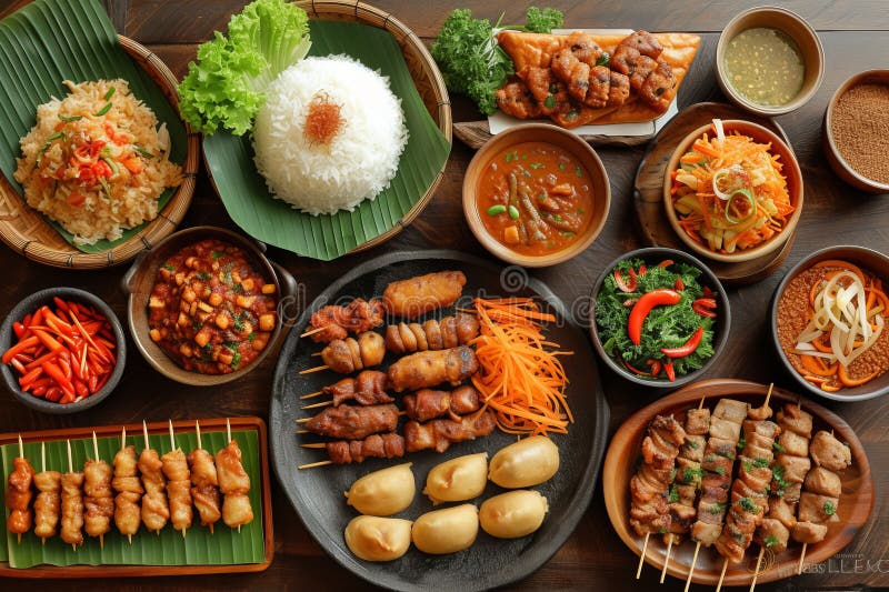 Various Examples of Asian Foods and Ingredients Stock Illustration ...
