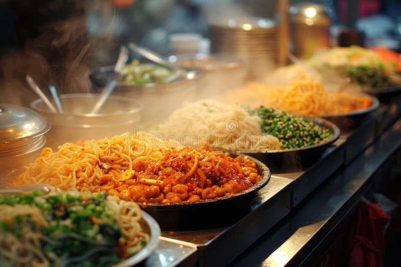 Various Examples of Asian Foods and Ingredients Stock Illustration ...