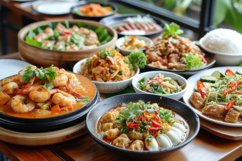 Various Examples of Asian Foods and Ingredients Stock Illustration ...