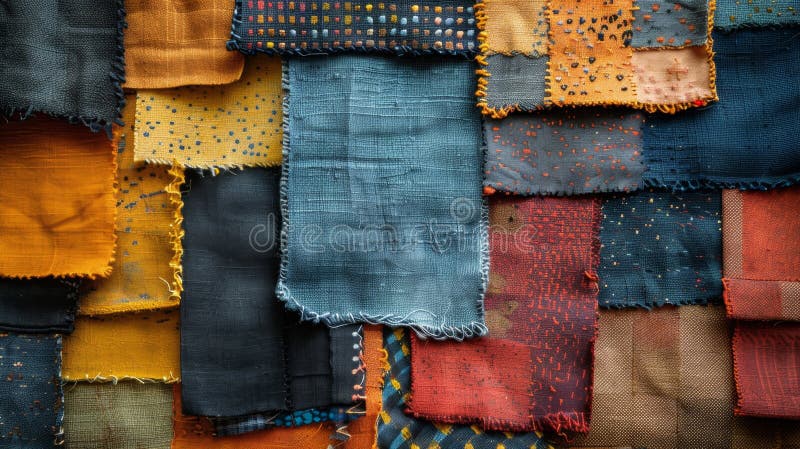 Fabric Patchwork Art, Various Fabric Scraps with Different Patterns and ...