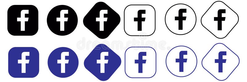 Various Facebook Logos in Different Color Schemes and Shapes Stock ...