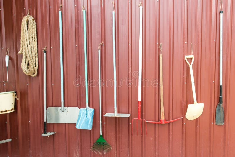 Various Farming Tools and Equipments Stock Photo - Image of pitch ...