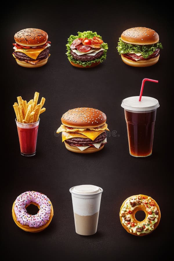 Various Fast Food Vendors Selling Street Food and Snacks Stock Image ...