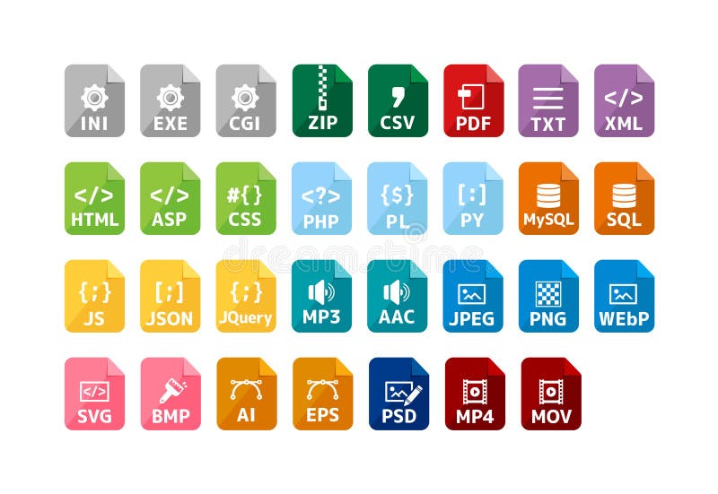 Various File Formats Vector Icon Illustration Stock Vector ...