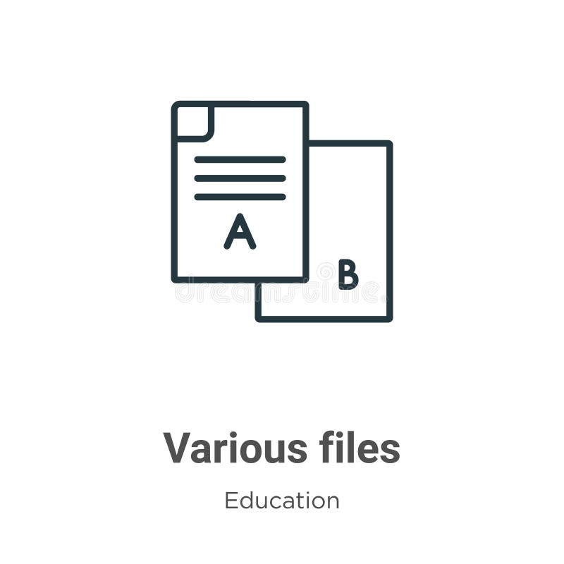 Various Files Outline Vector Icon. Thin Line Black Various Files Icon ...