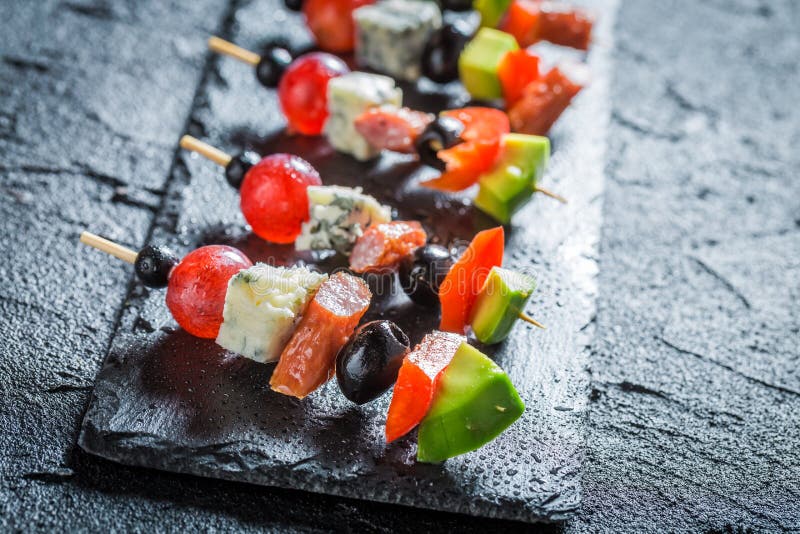 Various Finger Food with Fresh Ingredients Stock Image - Image of party ...