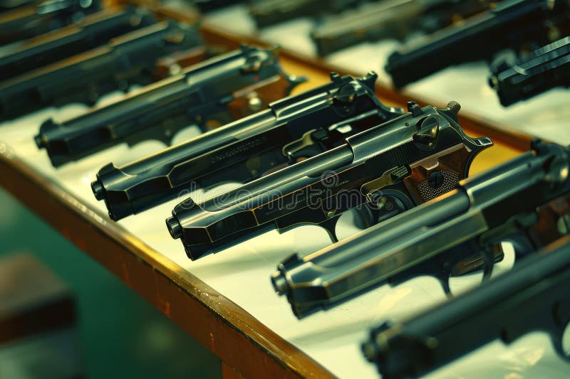 Various Firearms Neatly Arranged for Display in a Store Setting, Guns ...