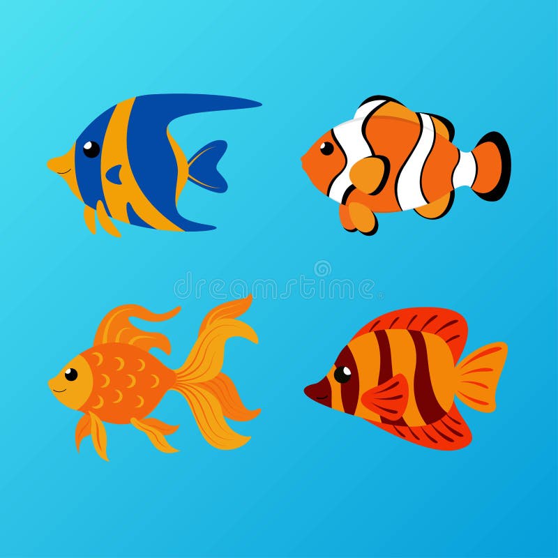 Various Fish Illustration Vector Stock Vector - Illustration of marine ...