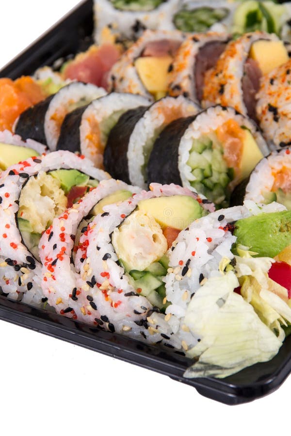 Various fish sushi plate stock photo. Image of asian - 81350662