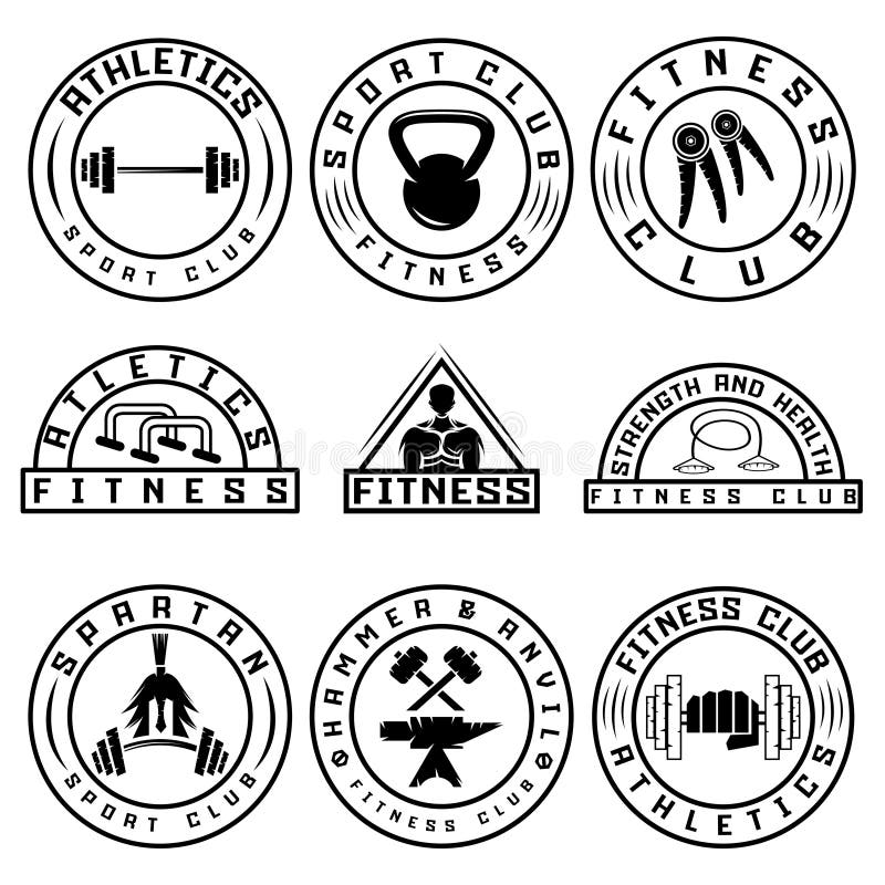 Various Fitness Labels and Design Elements Stock Vector - Illustration ...