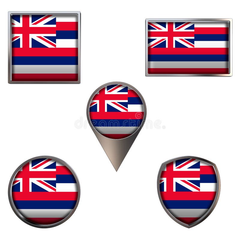 Flags of the Hawaii Icons Set Image Stock Illustration - Illustration ...