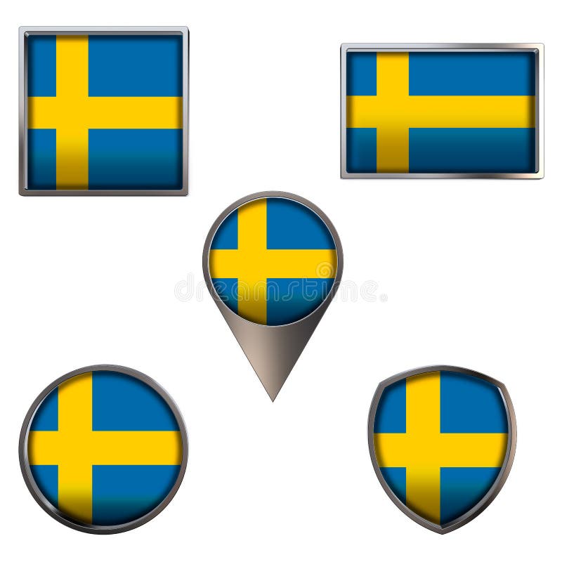 Flags of the Sweden Icons Set Image Stock Illustration - Illustration ...