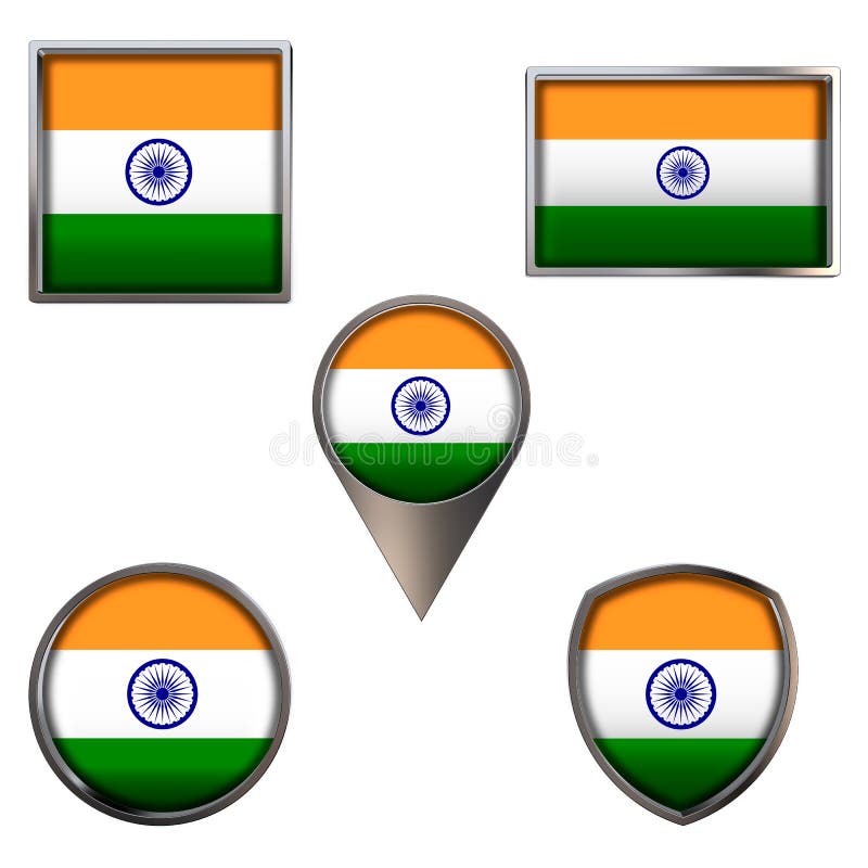 Flag of the India Icons Set Image Stock Illustration - Illustration of ...