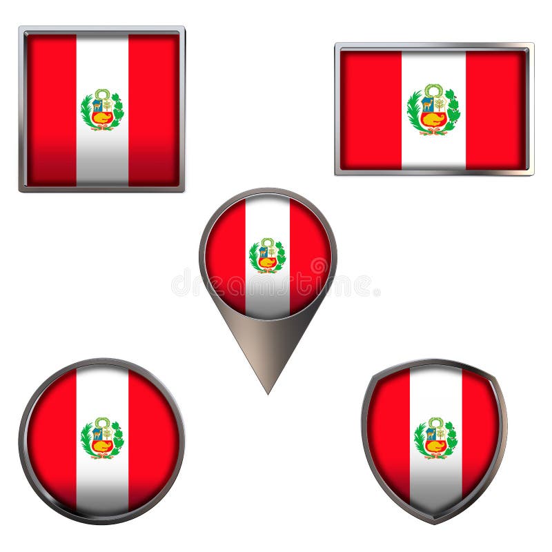 Flags of the Peru Icons Set Image Stock Illustration - Illustration of ...