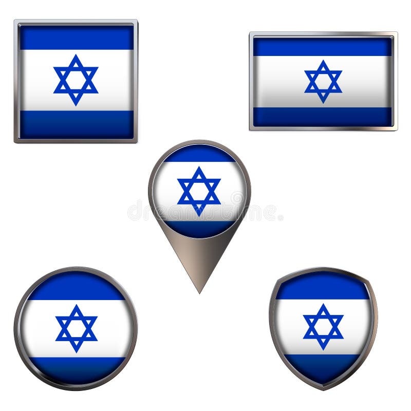 Flag of the Israel Icons Set Image Stock Illustration - Illustration of ...