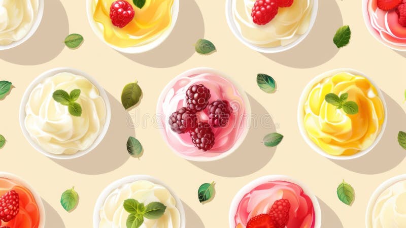 Various Flavor Custard Texture Stock Illustration - Illustration of ...