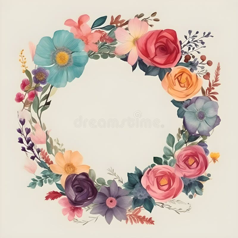 Various Flower Frames Round Shape in Space Template Format. AI ...
