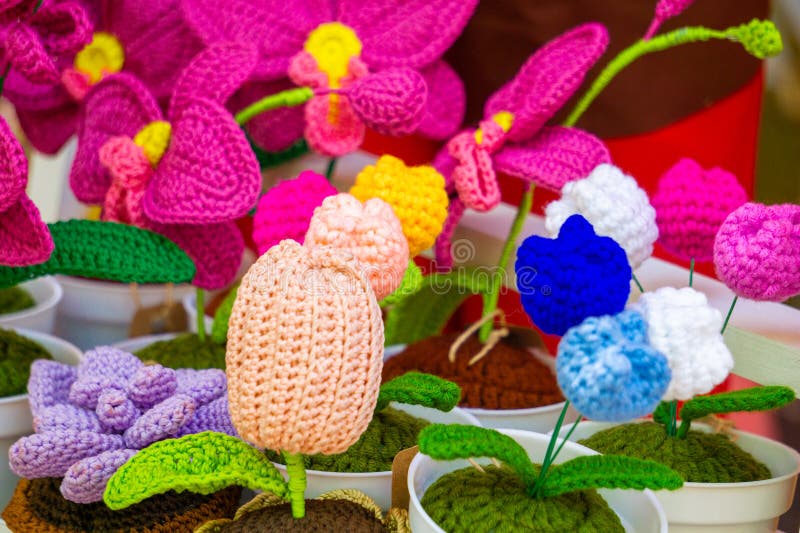 Various Flowers, Knitted Products Made by Hand Made Manually with ...