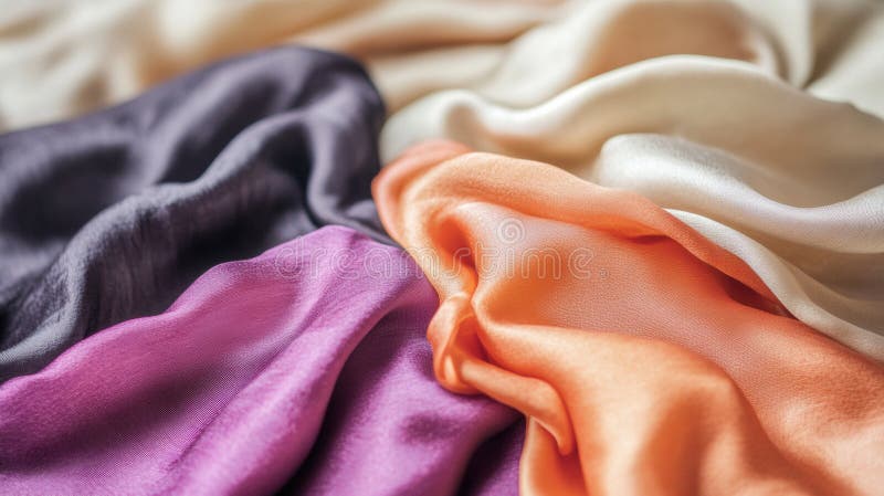 Flowing Silk Fabrics Showcase Elegant Tones on a Neutral Background ...
