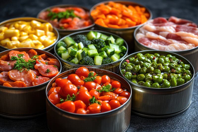 Various Food Containers Filled with Different Types of Food Stock Image ...